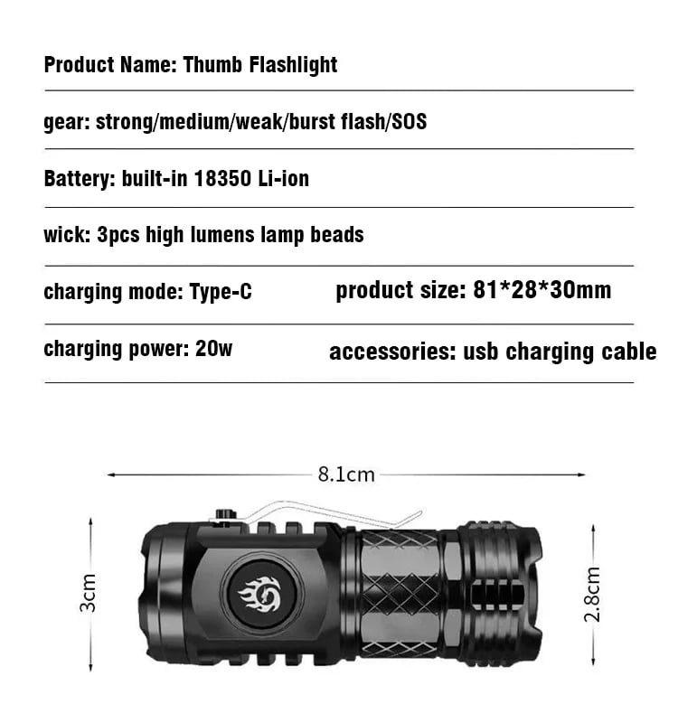 German Three-eyed Monster Mini Flash Super Power Flashlight – oilinda